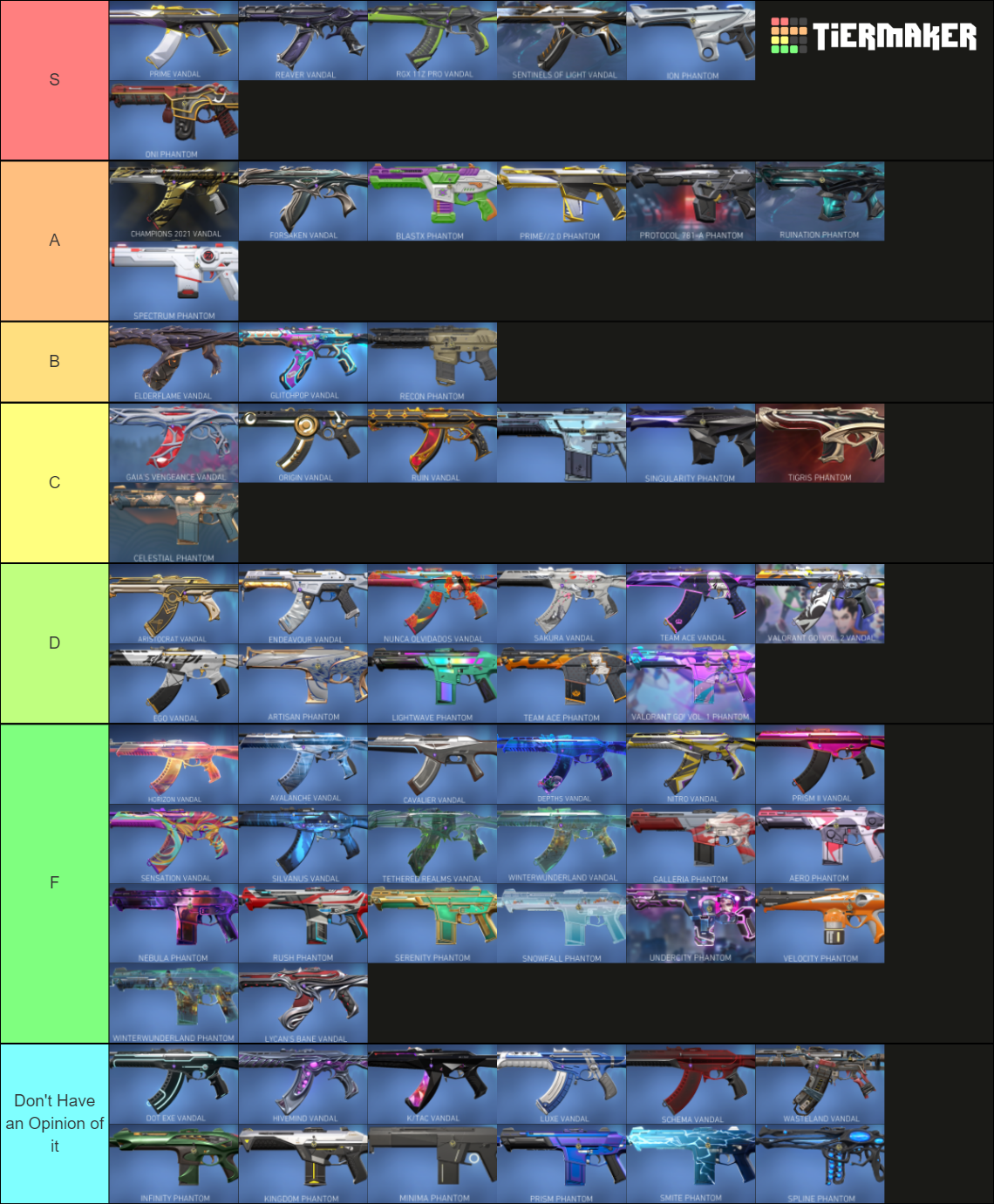 Valorant Vandal and Phantom Skins Tier List (Community Rankings ...