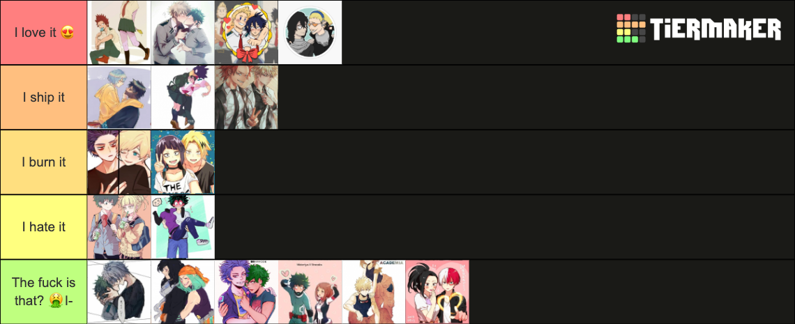 Mha ships Tier List (Community Rankings) - TierMaker