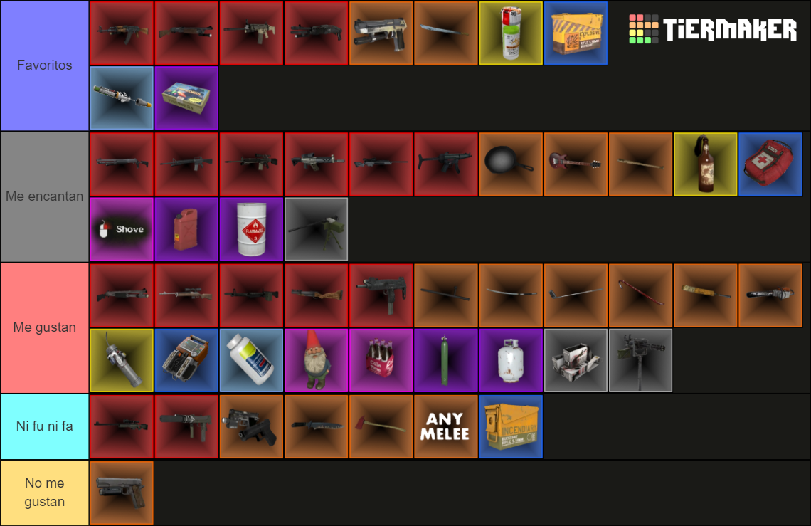 All Left 4 Dead Weapons Tier List (Community Rankings) - TierMaker