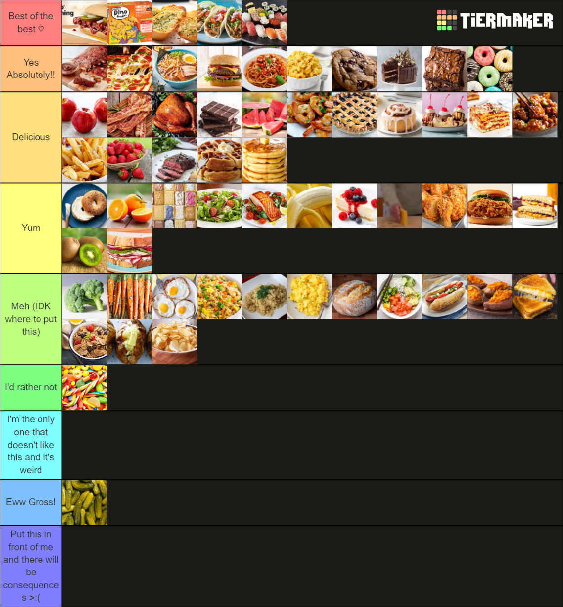 Foods Tier List (Community Rankings) - TierMaker