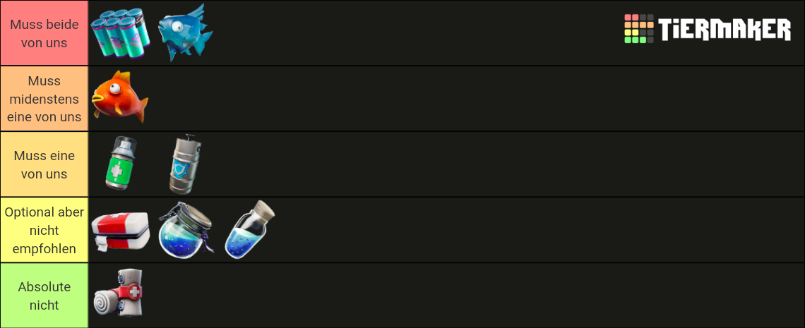 Fortnite healing items Tier List (Community Rankings) - TierMaker