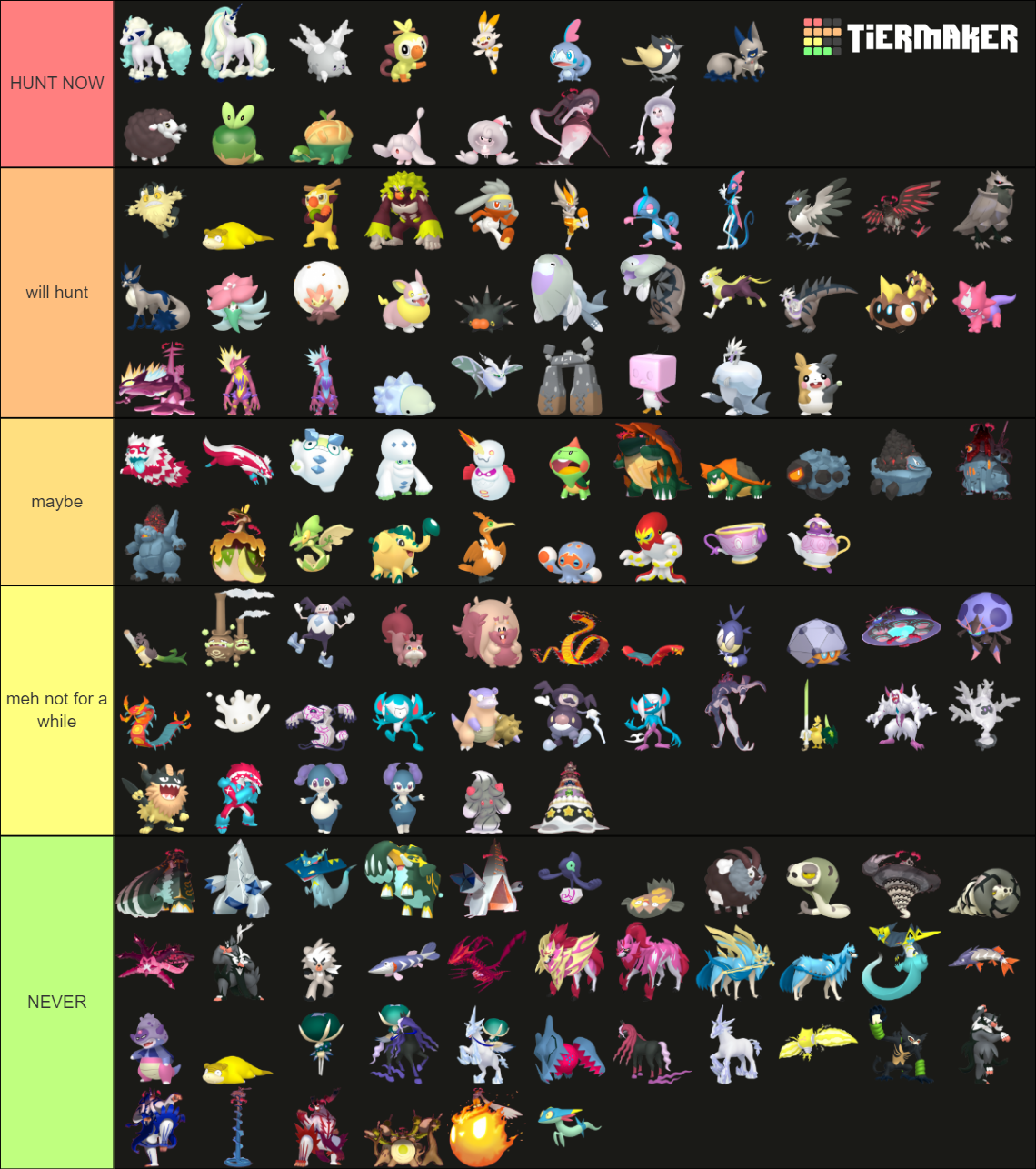 Pokemon Gen 8 Shiny (w/ Hisuian 'Mons & Forms) Tier List (Community ...
