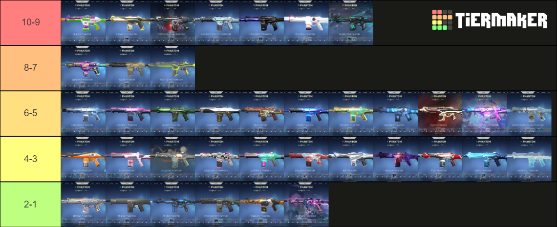 Valorant Phantom Skins Tier List (Community Rankings) - TierMaker