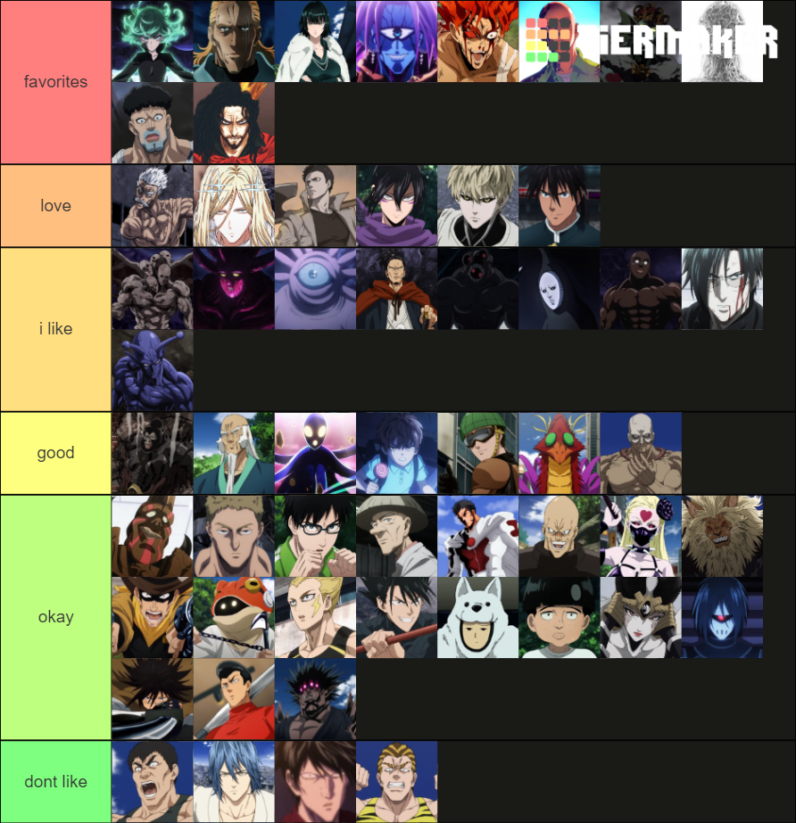 one punch man characters Tier List (Community Rankings) - TierMaker