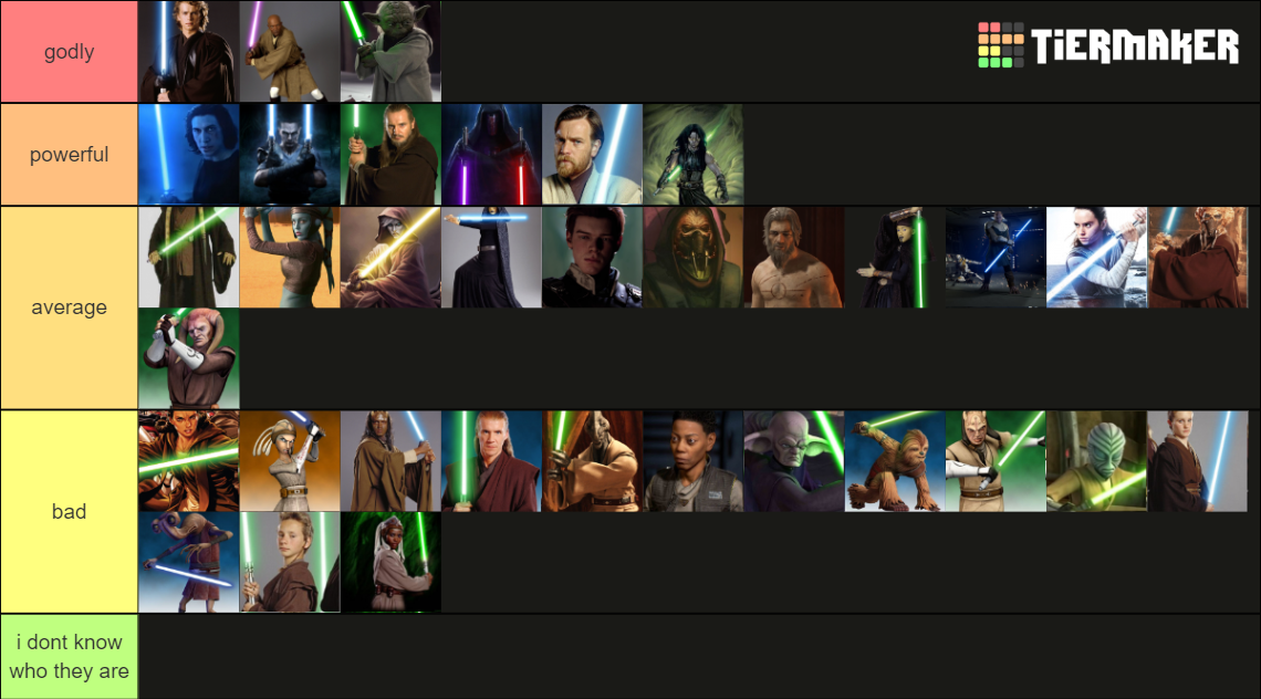 star wars jedi ranker Tier List (Community Rankings) - TierMaker