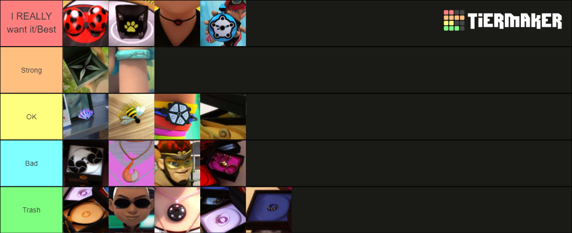 Miraculous Ladybug miraculouses Tier List (Community Rankings) - TierMaker