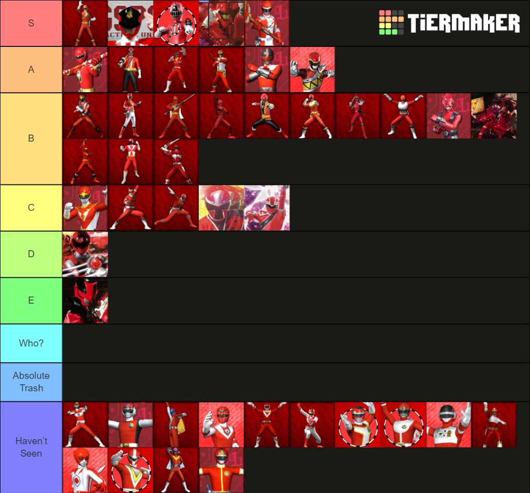Red Sentai Warriors Tier List (Community Rankings) - TierMaker