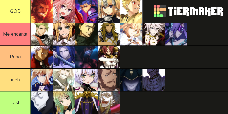 Fate Servant (Anime) Tier List (Community Rankings) - TierMaker
