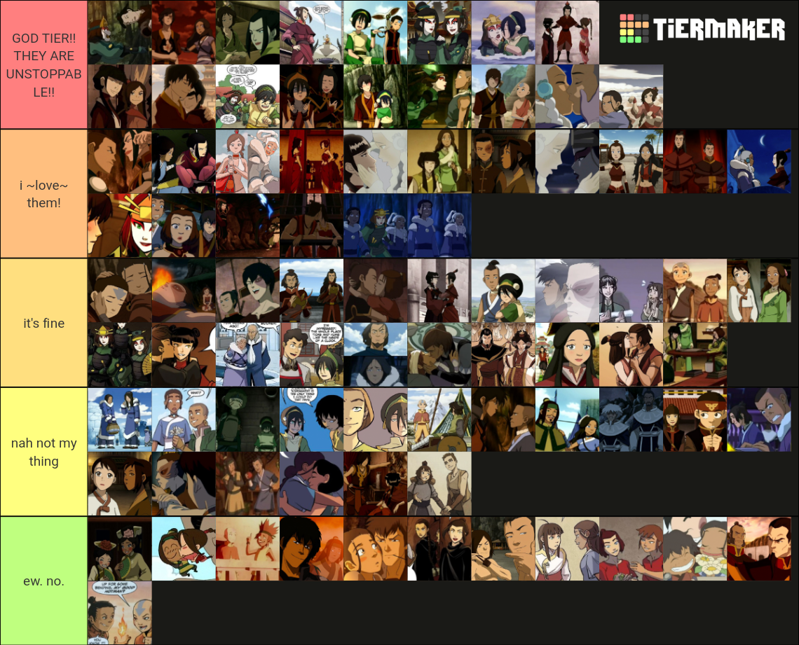 Avatar: The Last Airbender Ship (with rarepairs) Tier List (Community ...