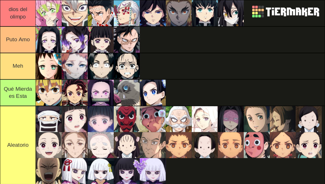 Todos los Personajes de Kimetsu no Yaiba (Anime) Tier List (Community ...