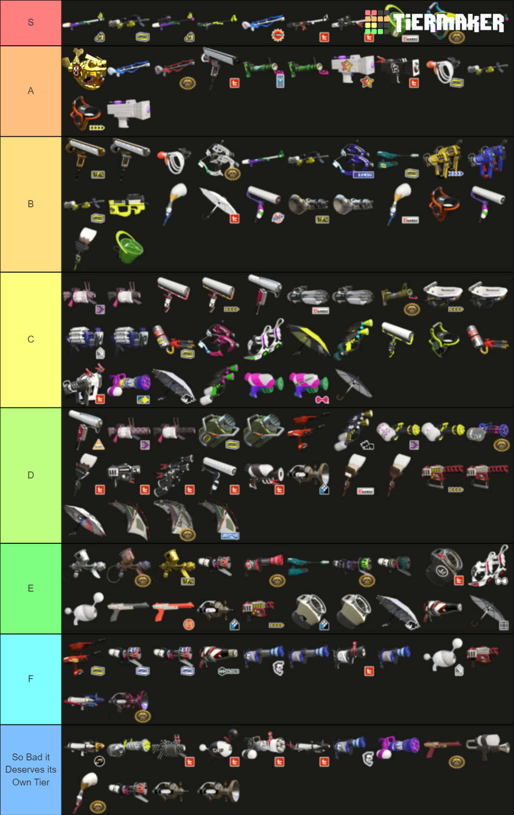 Splatoon 2 Weapons Tier List (Community Rankings) - TierMaker