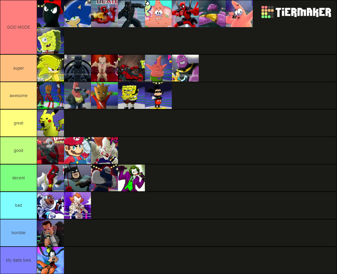 Cartoon Beatbox Battles ( As Of DeadPool VS Patrick ) Tier List ...