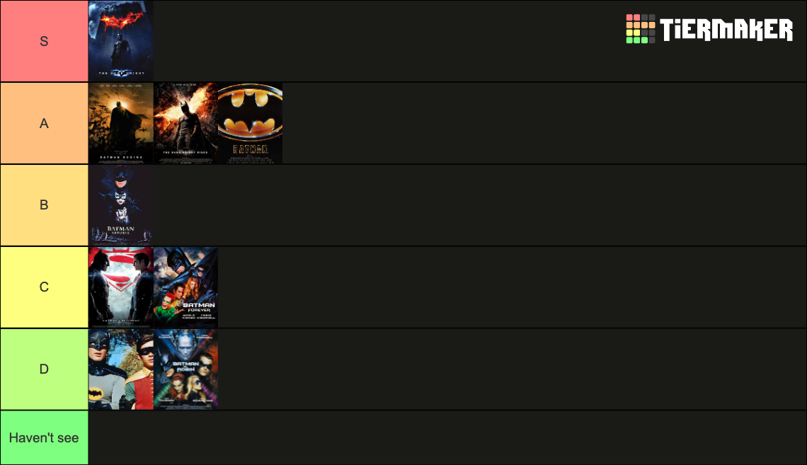 Batman movies Tier List (Community Rankings) - TierMaker