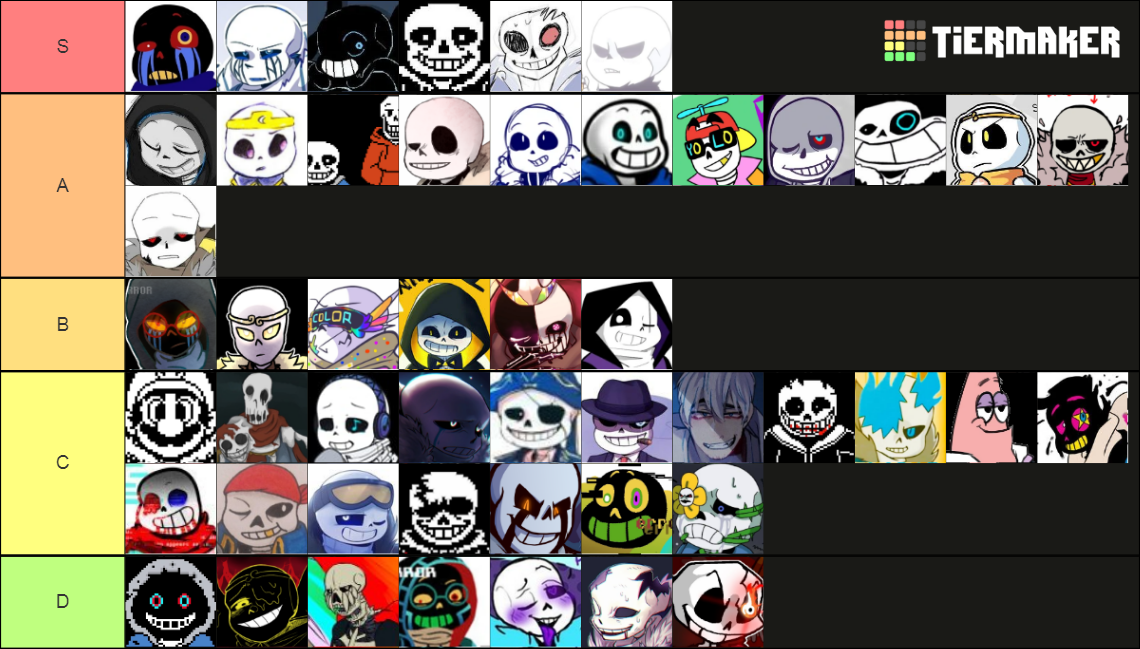 Sans AUs Tier List (Community Rankings) - TierMaker