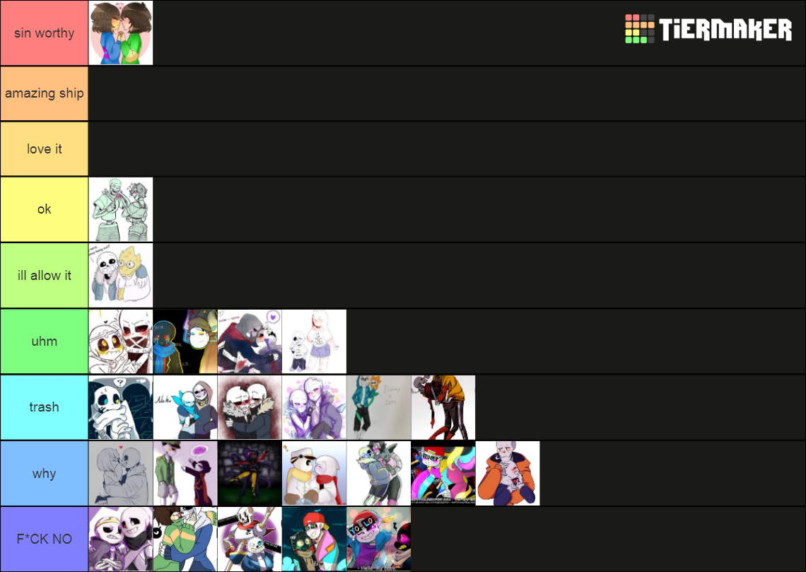 undertale ships Tier List (Community Rankings) - TierMaker