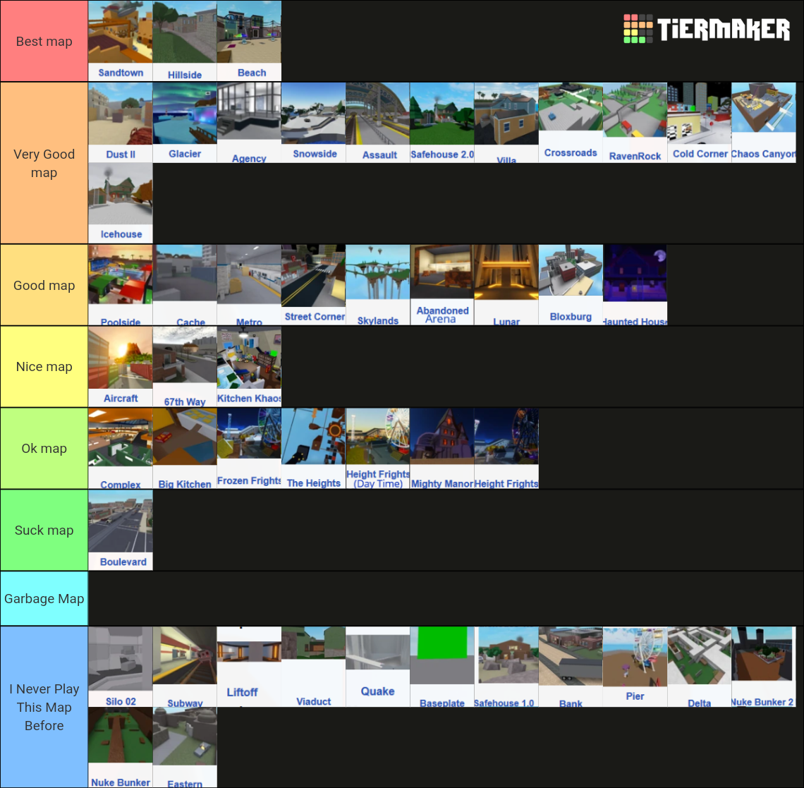 Roblox Arsenal Map Tier List (Community Rankings) - TierMaker