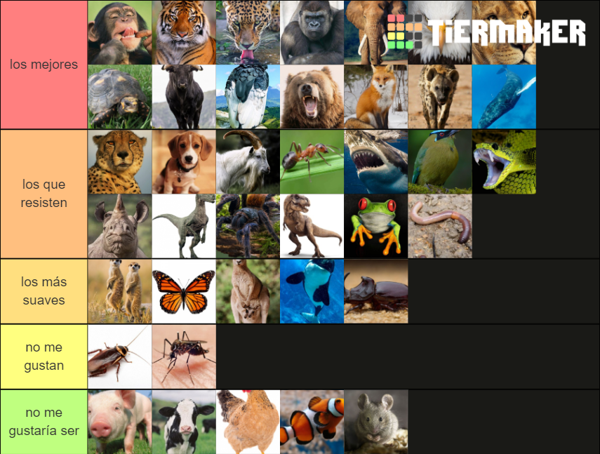 TOP ANIMALES Tier List (Community Rankings) - TierMaker