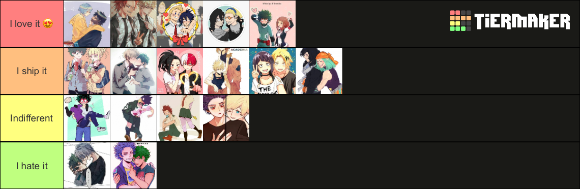Mha ships Tier List (Community Rankings) - TierMaker