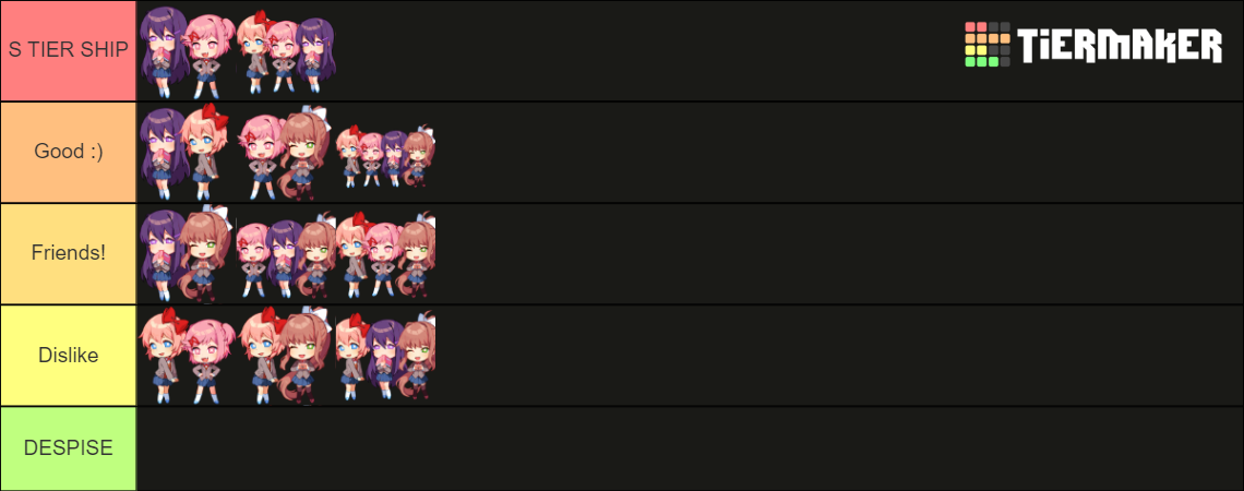 Doki Doki Literature Club Ship (With Poly Ships) Tier List (Community ...
