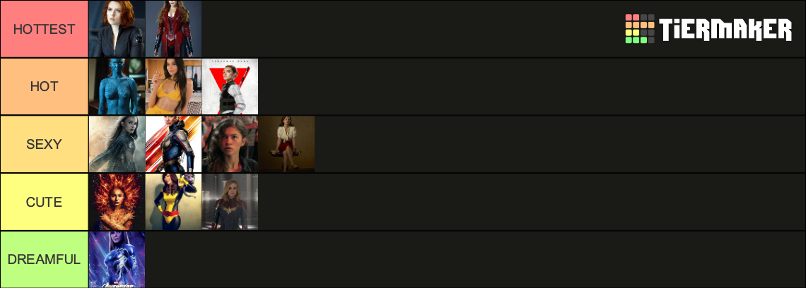 HOTTEST FEMALE MARVEL CHARACTERS Tier List (Community Rankings) - TierMaker