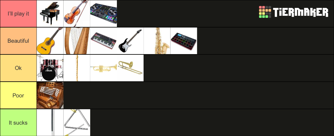 Musical instruments Tier List (Community Rankings) - TierMaker