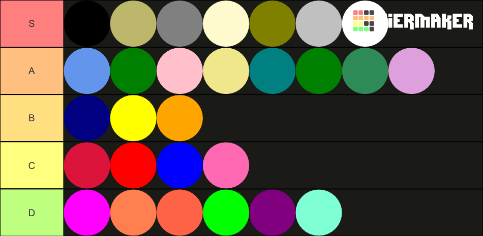 Color Tier List (Community Rankings) - TierMaker