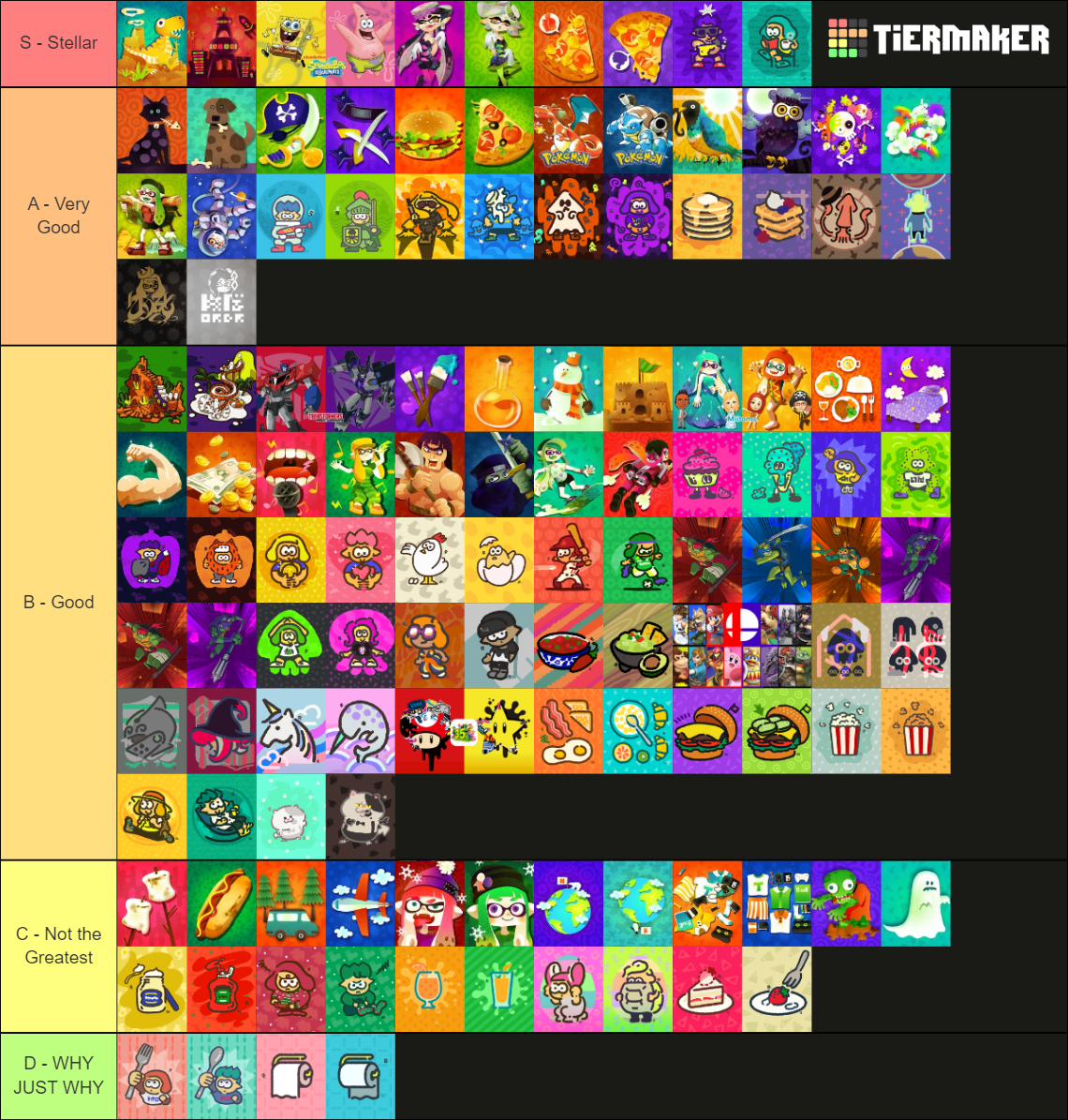 Recent Splatoon Tier Lists - TierMaker