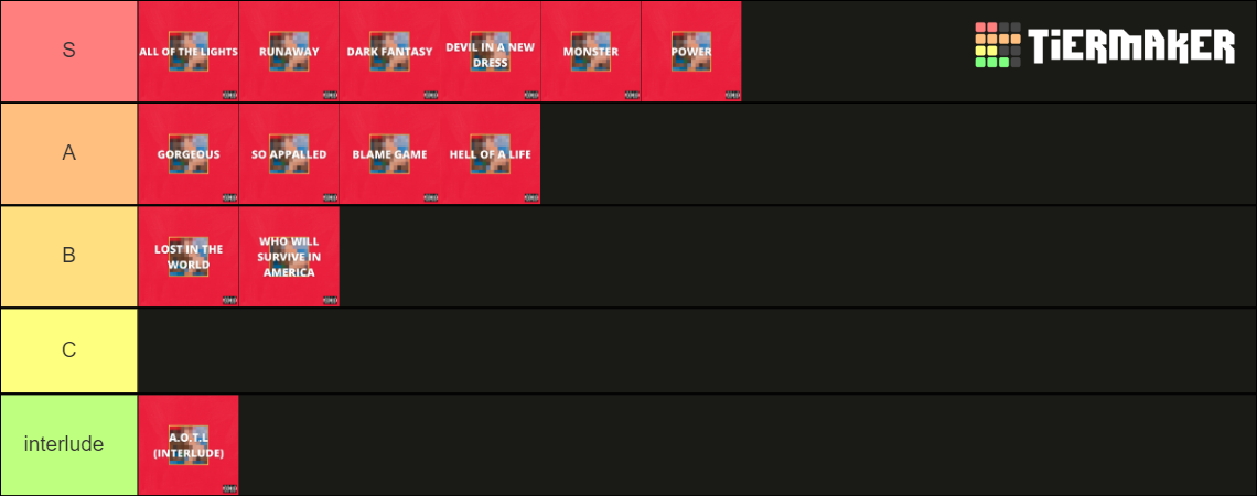 MBDTF Songs Ranked Tier List (Community Rankings) - TierMaker