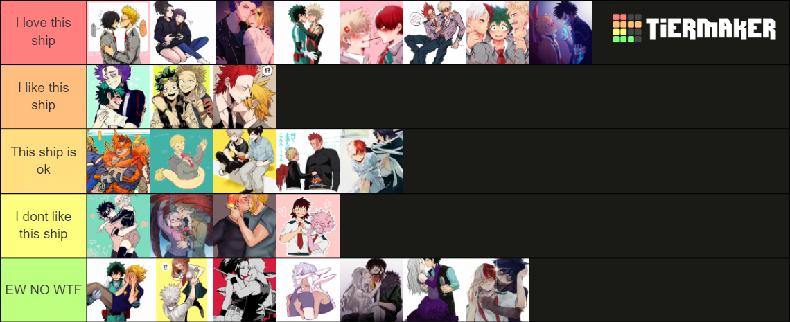 cursed mha ships Tier List (Community Rankings) - TierMaker