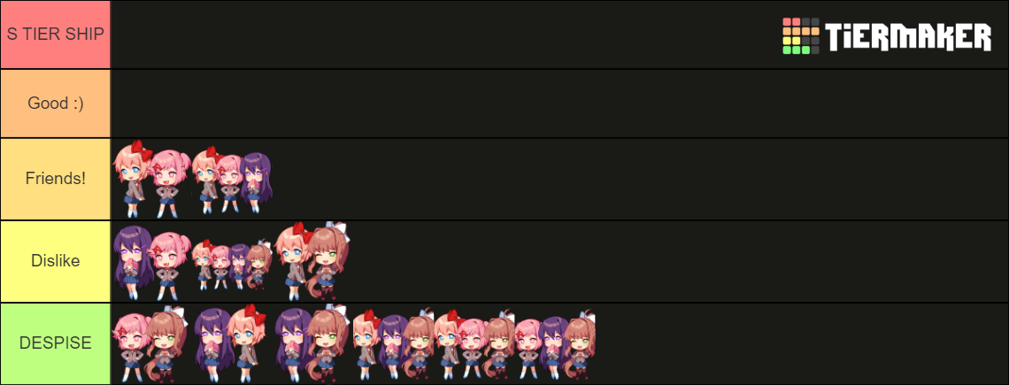 Doki Doki Literature Club Ship (With Poly Ships) Tier List (Community ...