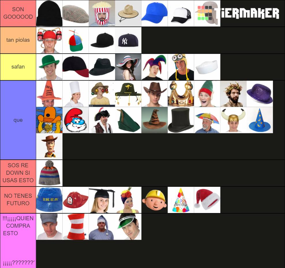 hats and caps Tier List (Community Rankings) - TierMaker