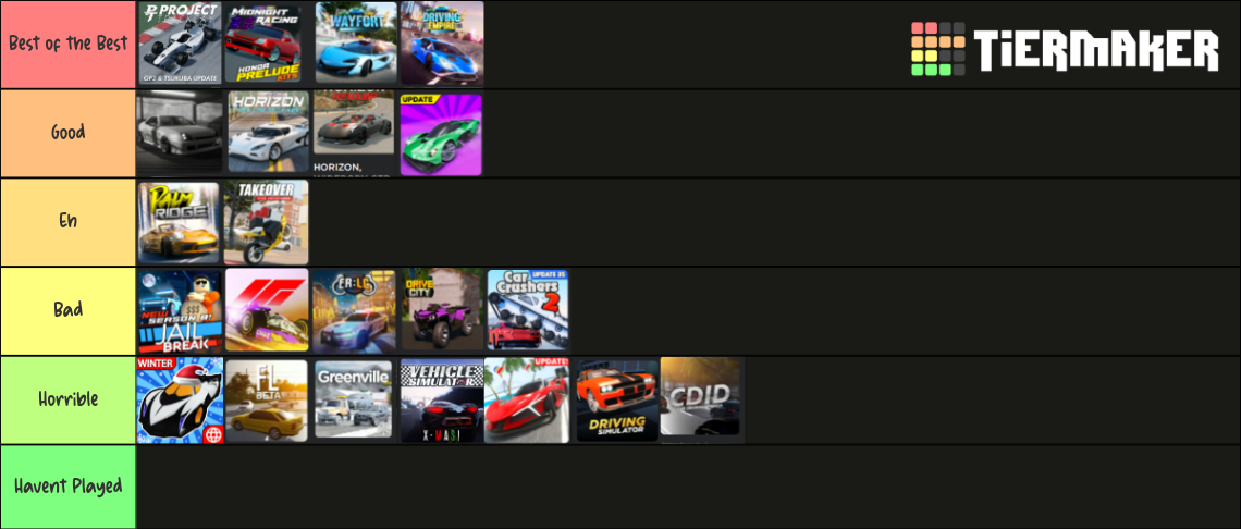 Popular Car Games on roblox Tier List (Community Rankings) - TierMaker
