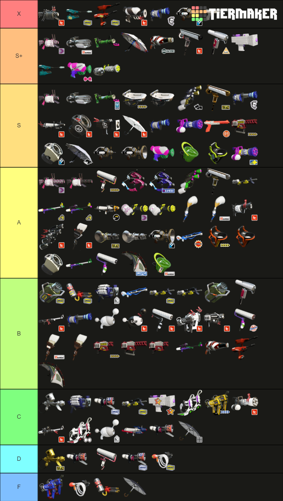 Splatoon 2 4.3.1 Weapons Tier List (Community Rankings) - TierMaker