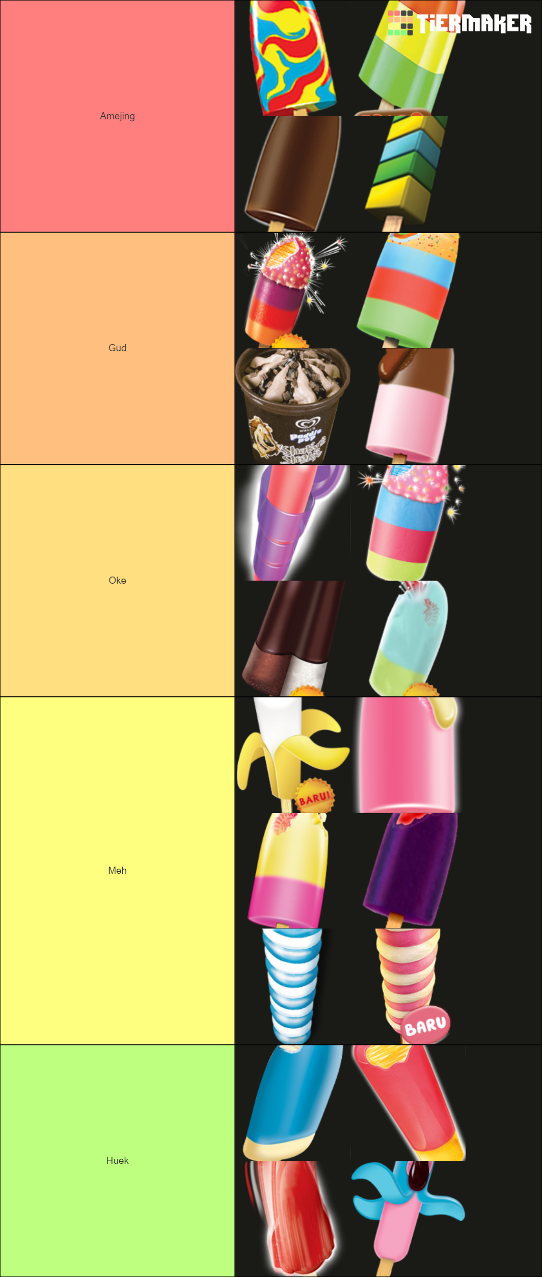 Paddle Pop Ice Cream Flavour Tier List (Community Rankings) - TierMaker