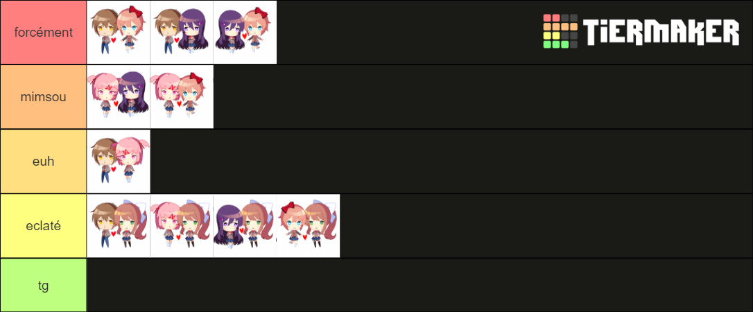 Doki Doki Literature Club Ships Tier List (Community Rankings) - TierMaker