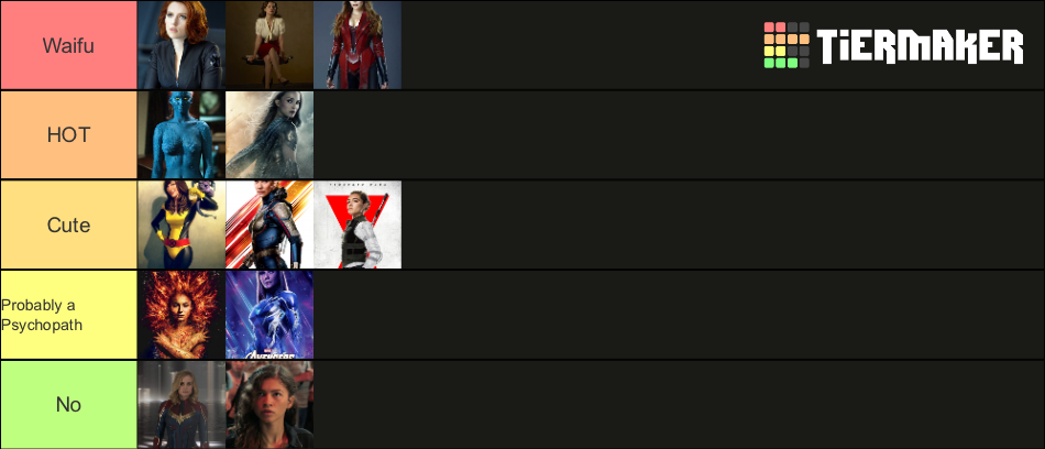 HOTTEST FEMALE MARVEL CHARACTERS Tier List (Community Rankings) - TierMaker