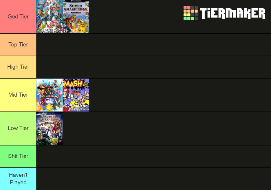 Super Smash Bros. Games Tier List (Community Rankings) - TierMaker