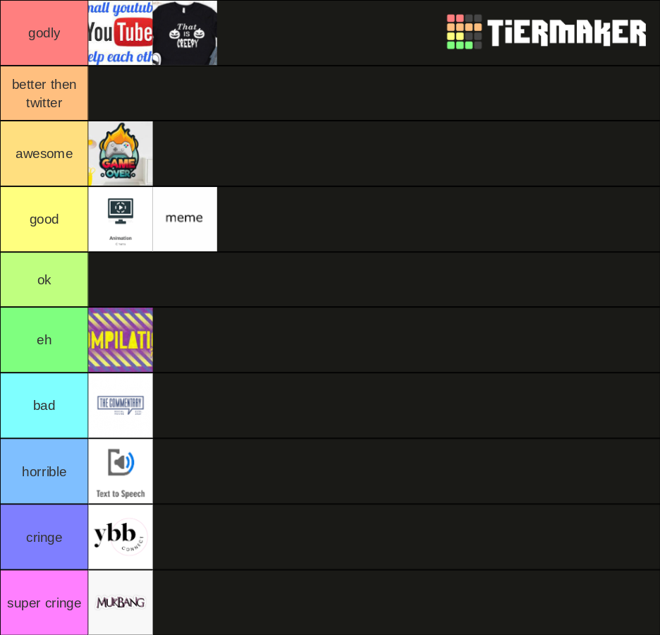 the sides of youtube Tier List (Community Rankings) - TierMaker