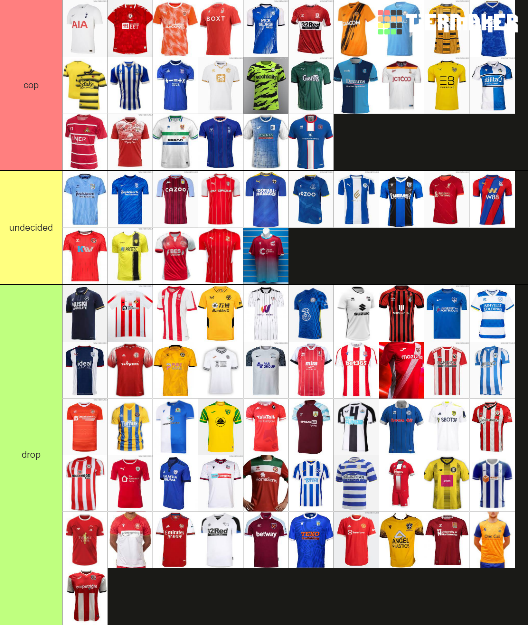 all 92 EFL clubs home kit 21/22 Tier List (Community Rankings) - TierMaker