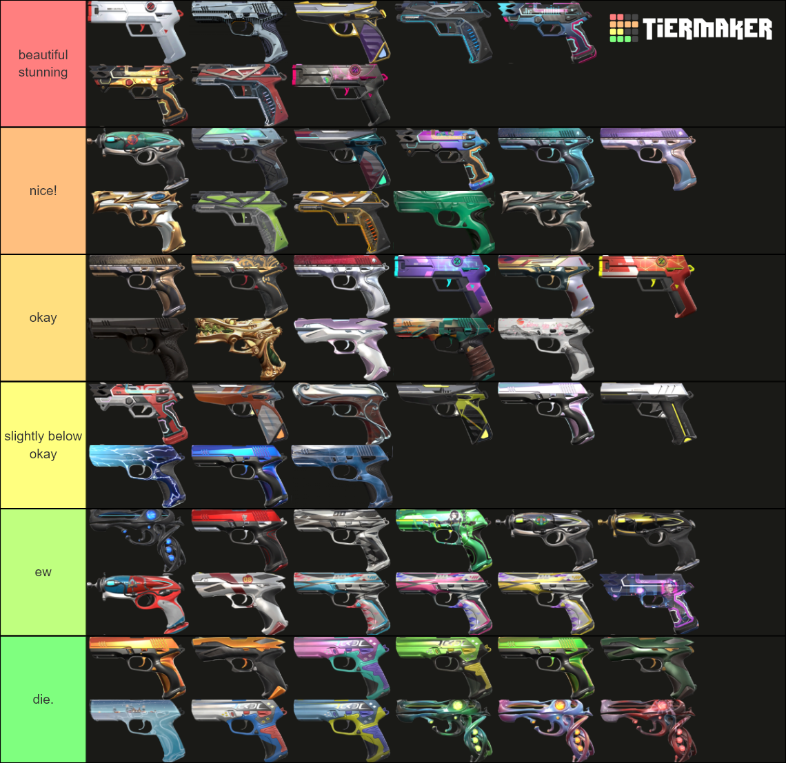 all classic skins Tier List (Community Rankings) - TierMaker