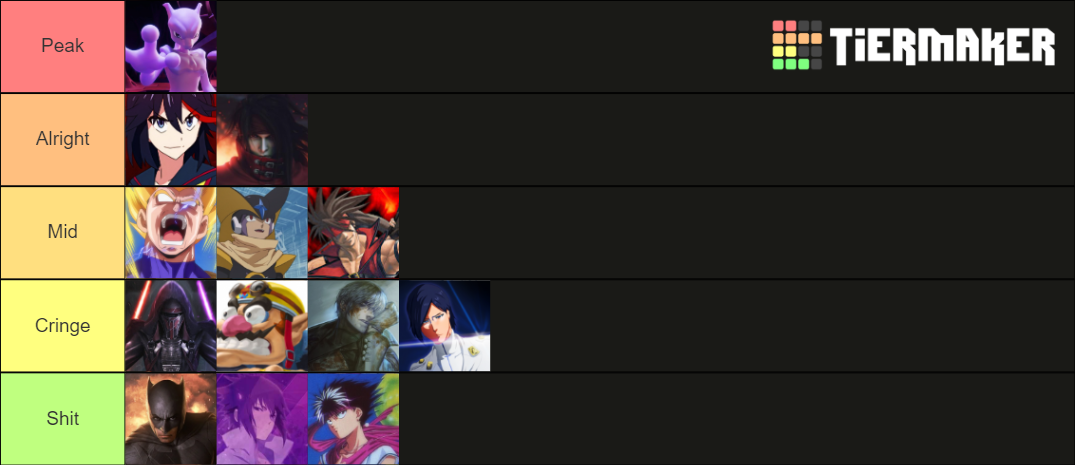 Shadow Matchup Tierlist (DB) Tier List (Community Rankings) - TierMaker