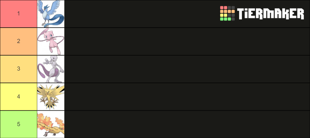 Pokemon Gen 1 Legendaries & Mythicals Tier List (Community Rankings) - TierMaker