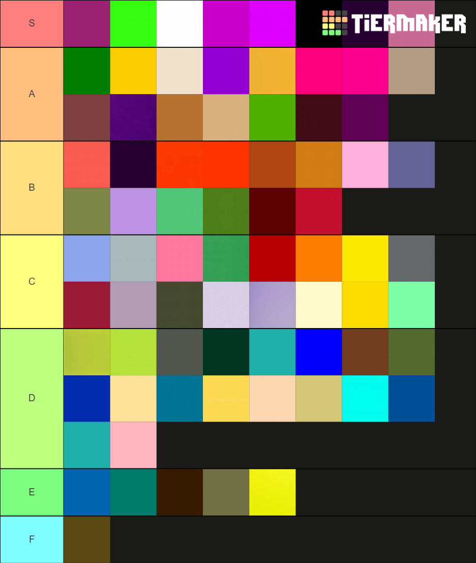 My Colour Tier List (Community Rankings) - TierMaker