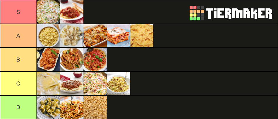 pasta Tier List (Community Rankings) - TierMaker