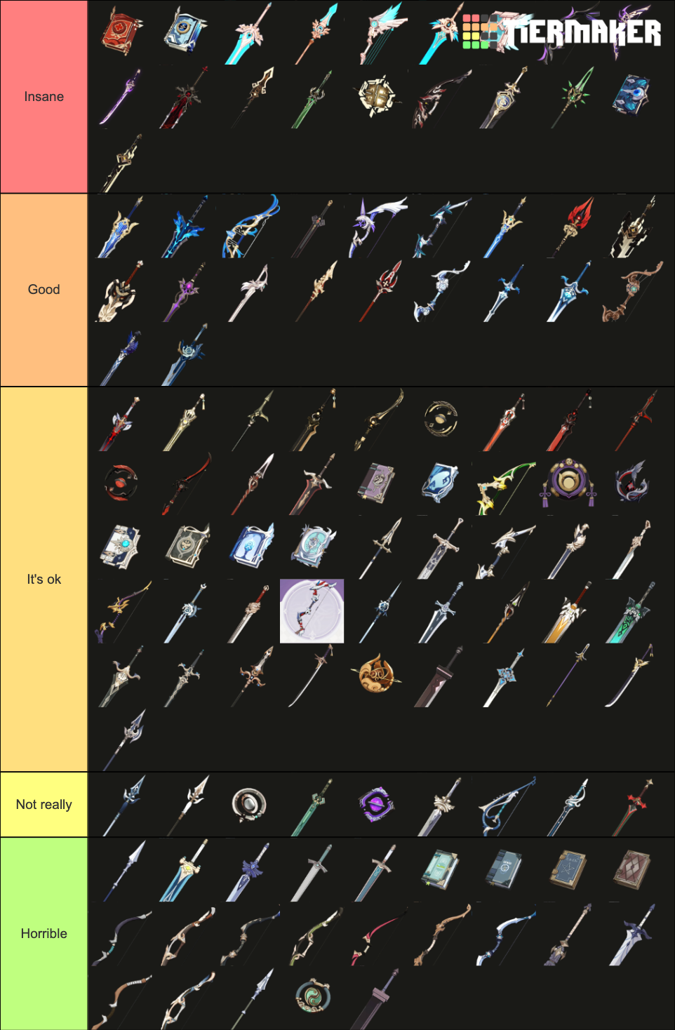 Genshin Impact Best weapons design (2.0) Tier List (Community Rankings ...