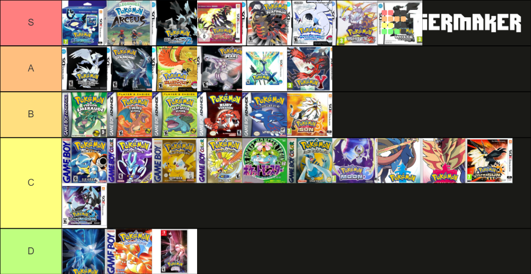 Pokemon games Tier List (Community Rankings) - TierMaker