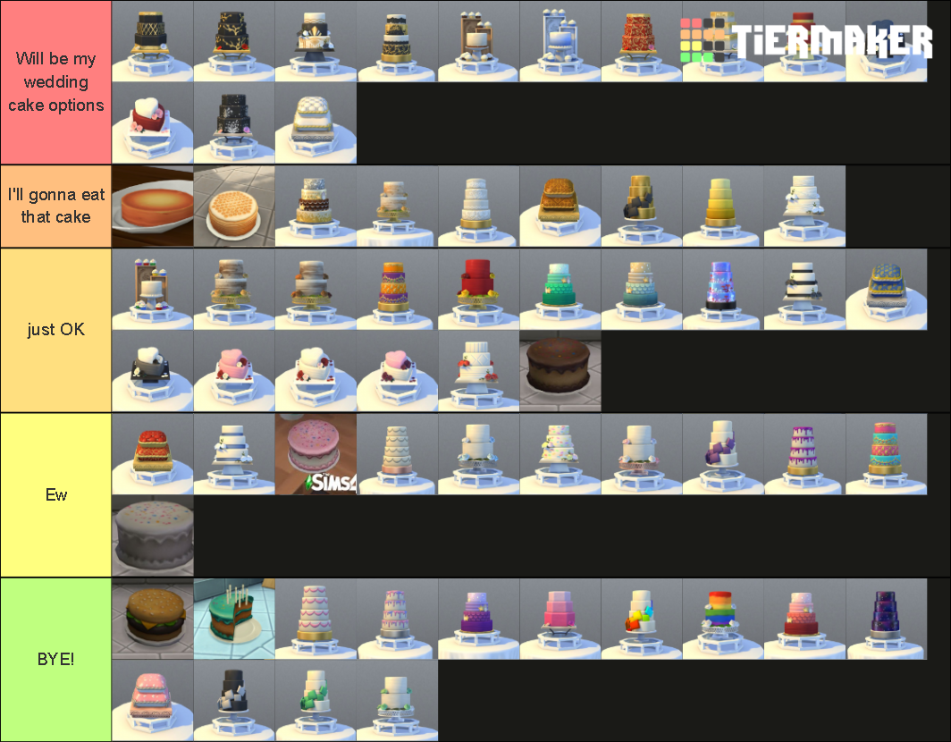 Sims 4 Cake Tierlist Tier List (Community Rankings) - TierMaker