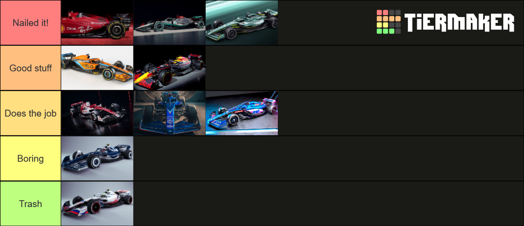 F1 2022 Liveries ranked Tier List (Community Rankings) - TierMaker