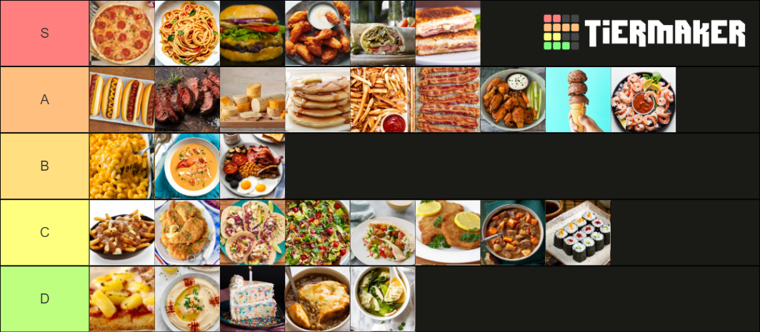 Best Food Tier List (Community Rankings) - TierMaker