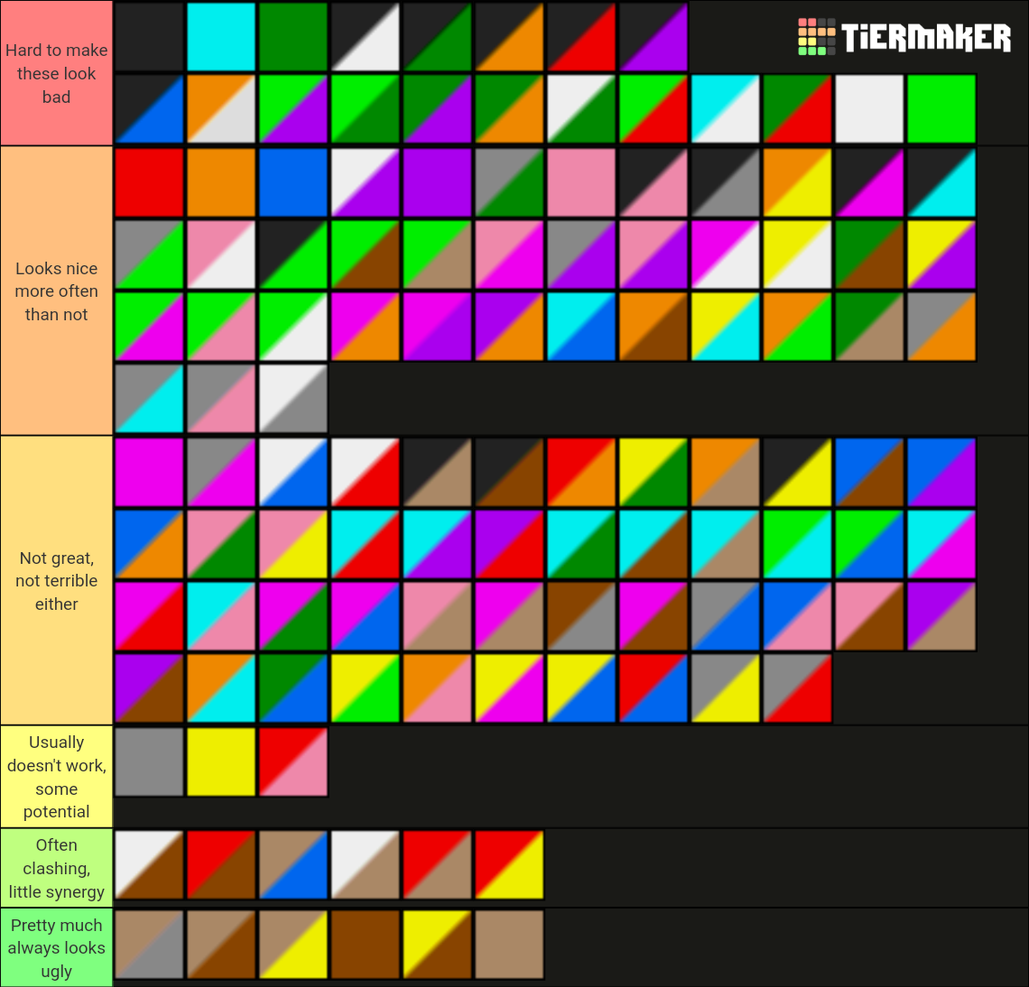 Color Combinations (15 colors) Tier List (Community Rankings) - TierMaker